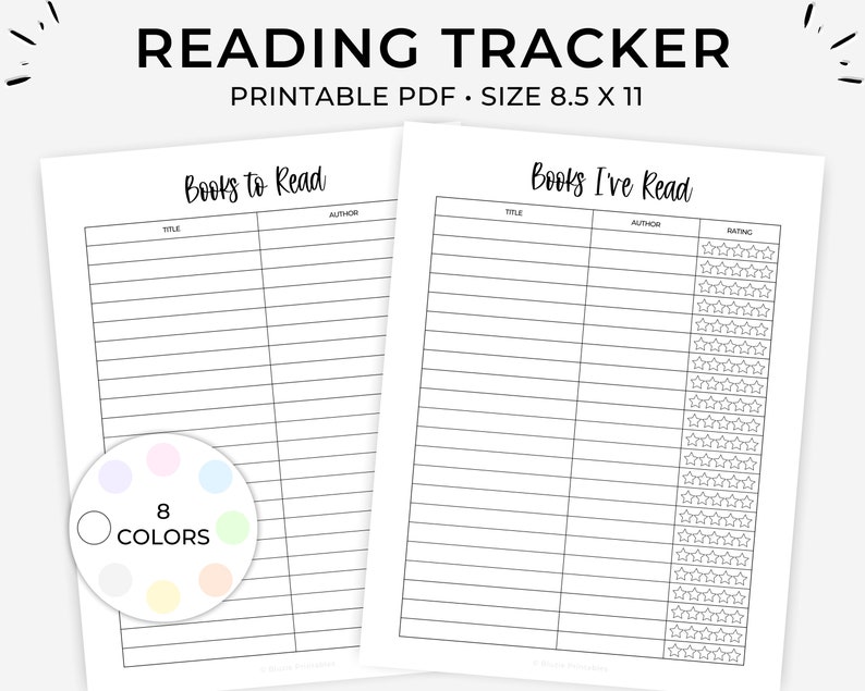 Printable Reading List, Reading Tracker, Organize Book List, Books to ...