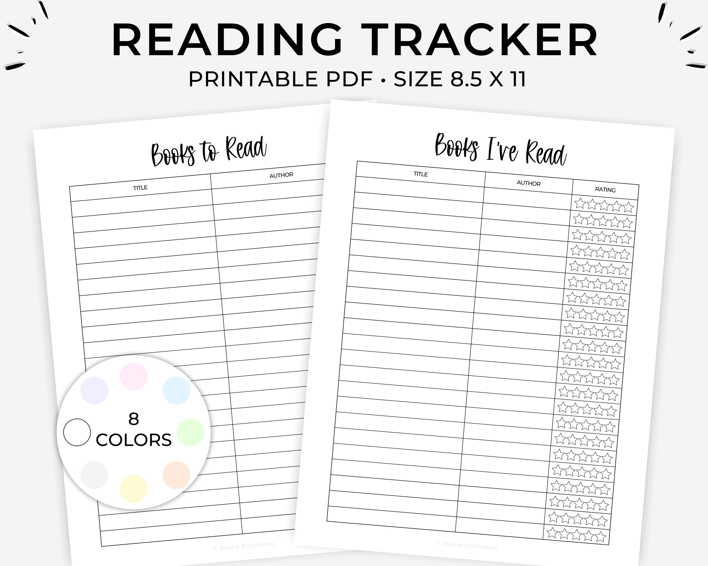Printable Reading List, Reading Tracker, Organize Book List, Books to ...
