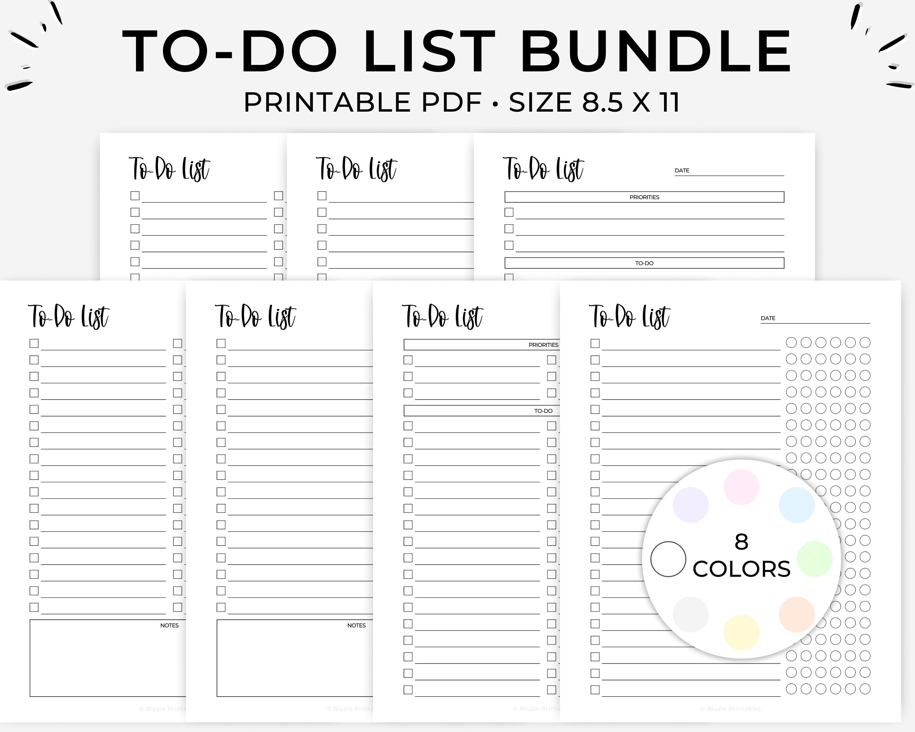 Printable to Do List Bundle, to Do Lists, Daily to Do List Pages, Task ...