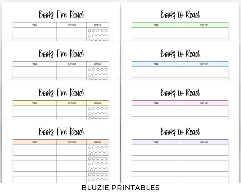 Printable Reading List, Reading Tracker, Organize Book List, Books to ...