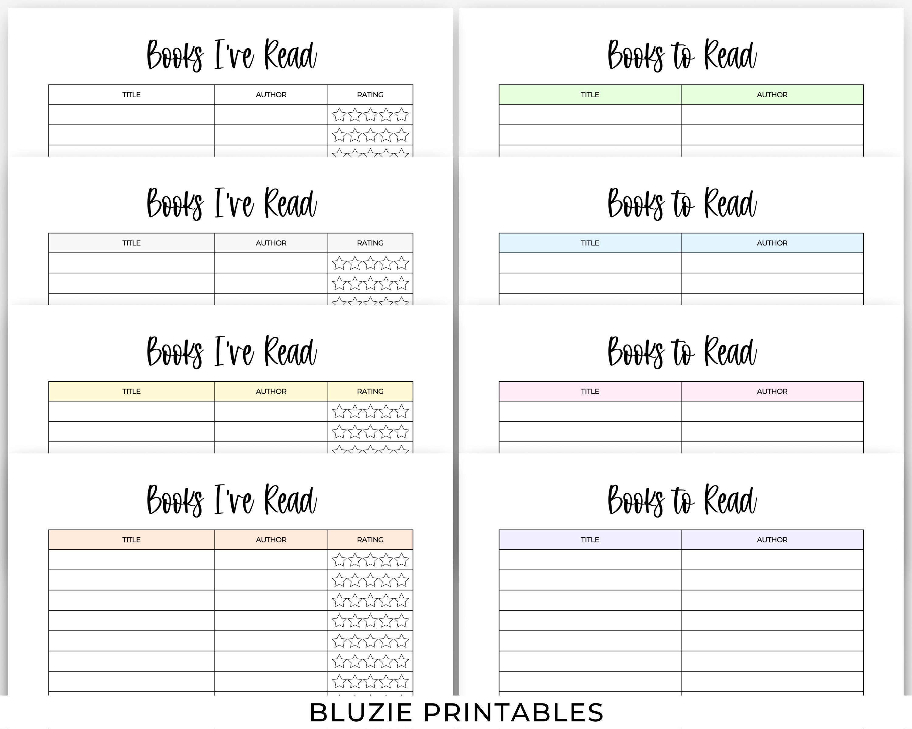 Printable Reading List, Reading Tracker, Organize Book List, Books to ...