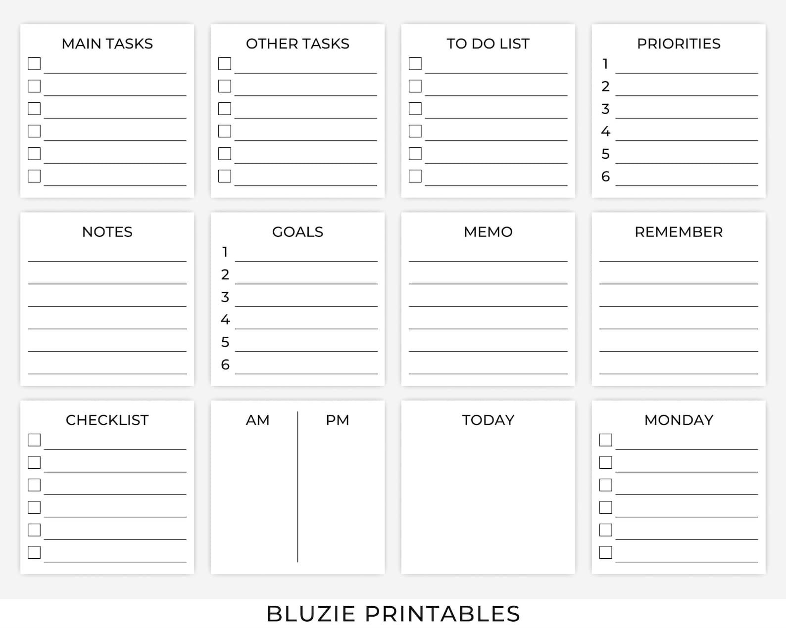 Printable Productivity Sticky Notes, 3x3 Inch, Task List, To-do List ...