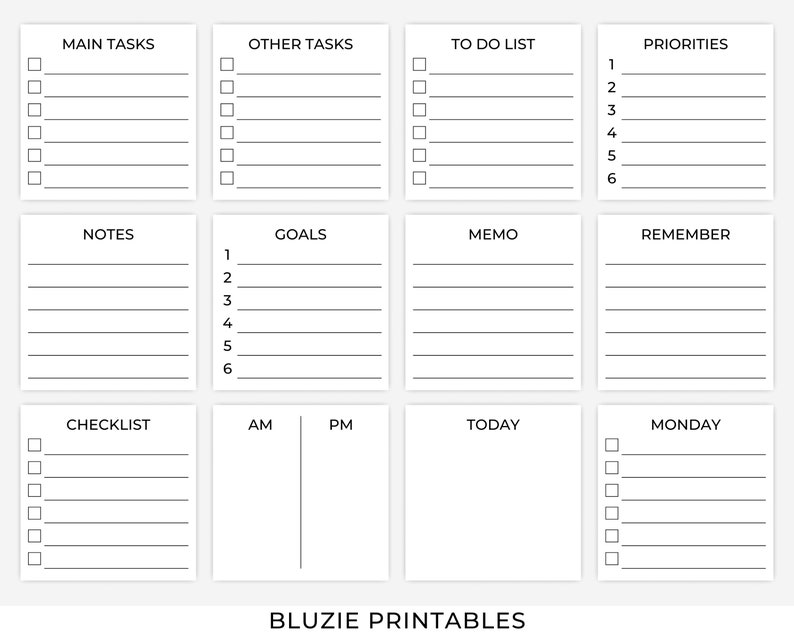 Printable Productivity Sticky Notes, 3x3 Inch, Task List, To-do List ...