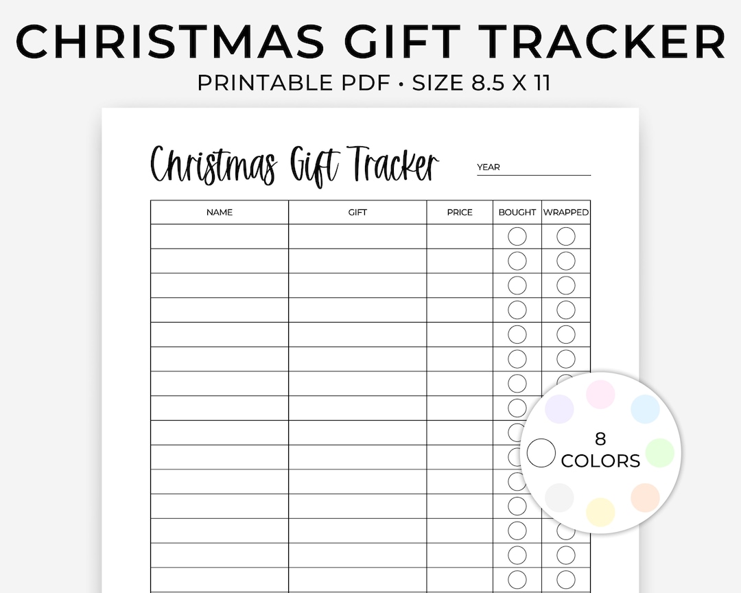 Christmas Gift List Printable, Christmas Gift Tracker, Christmas Gift ...
