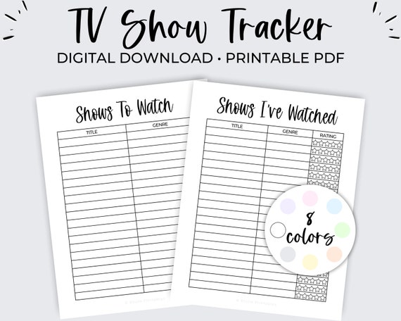 Printable Tv Show List Tv Series Tracker Tv Shows to Watch | Etsy