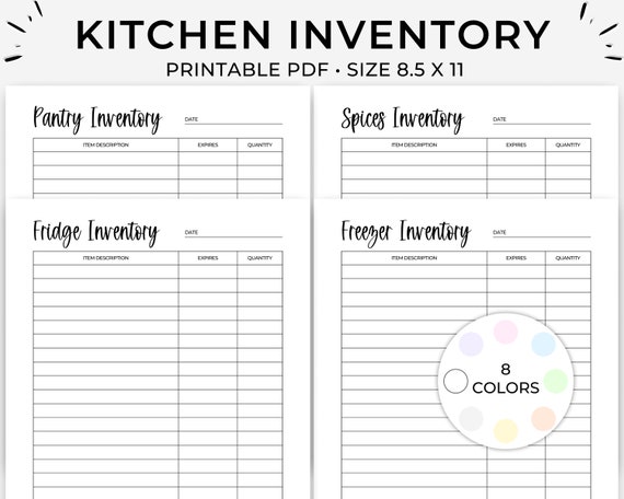 Printable Kitchen Inventory Food Inventory Food List - Etsy Australia