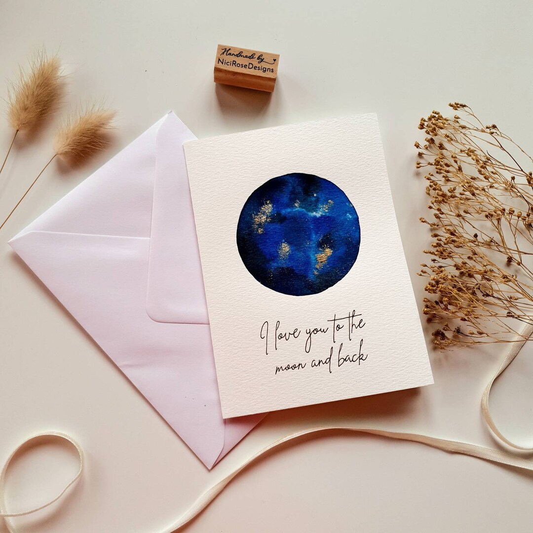 Handmade Watercolour Moon Greeting Card Special Date Moon - Etsy UK