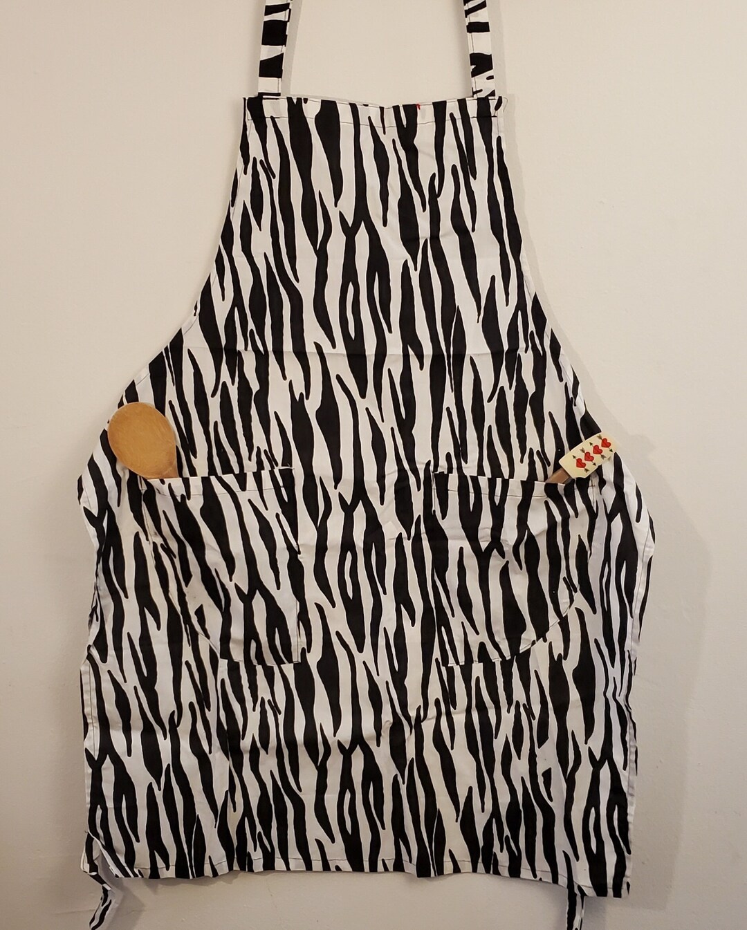African Style Full Zebra Print Kitchen Apron Two Pockets, Kenyan ...