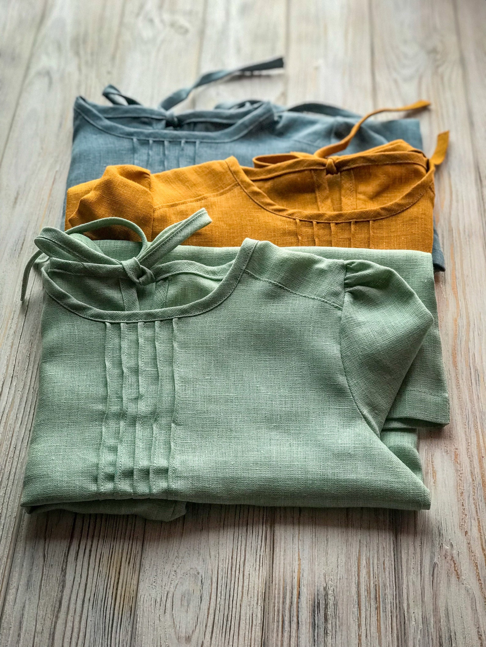 Linen Long Sleeve Girl Blouse / Pin Tuck Linen Shirt for Girl - Etsy