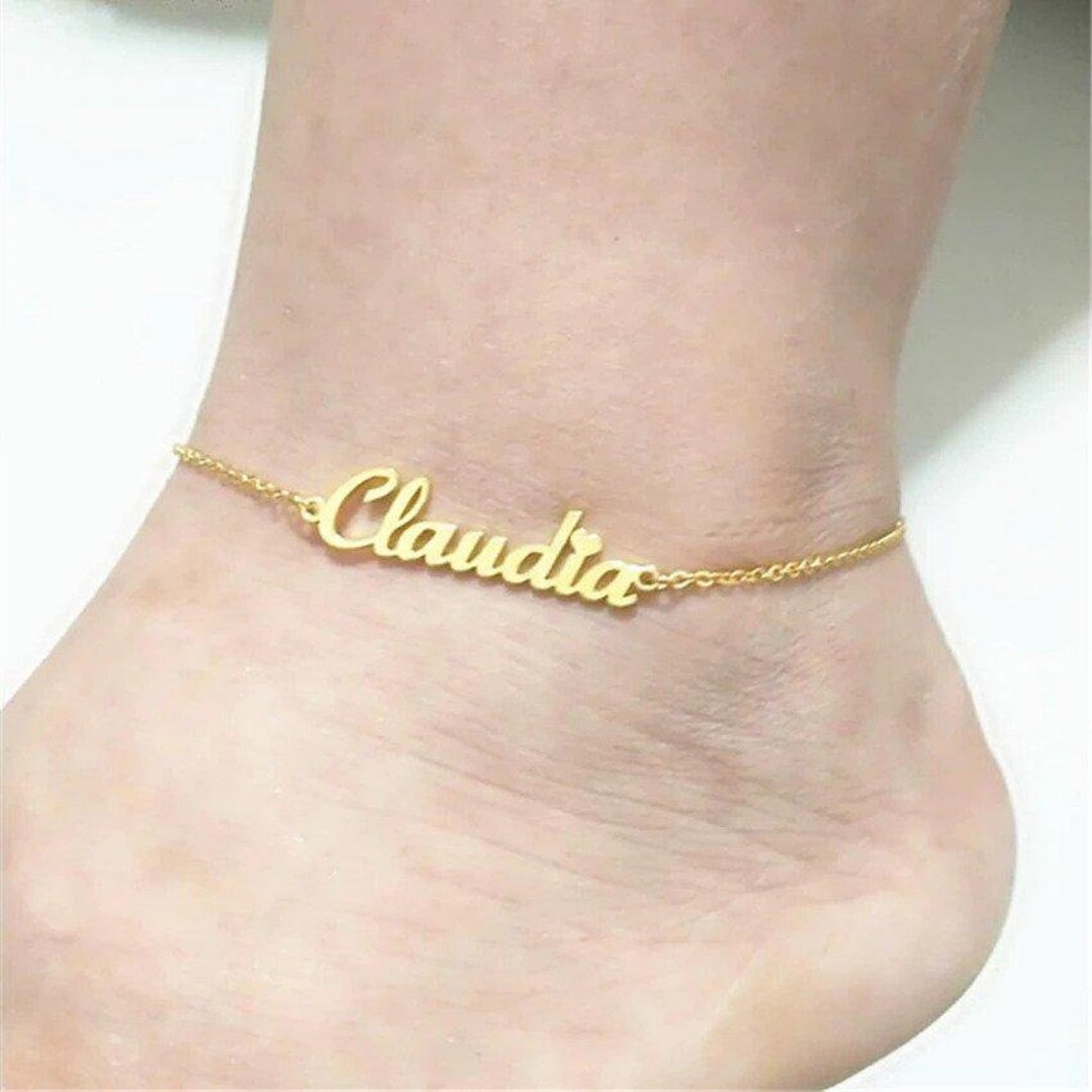 Custom Name Anklet, Personalized Handmade Letter Ankle, Boho Adjustable ...