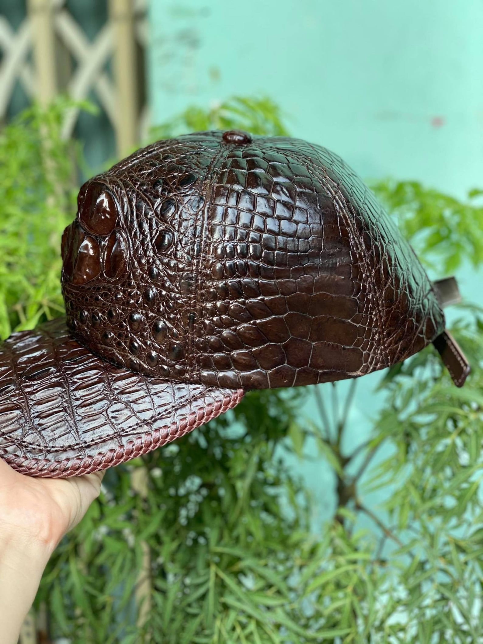 Brown Genuine Alligator Hornback Leather Skin, Handmade Cap,handmade ...