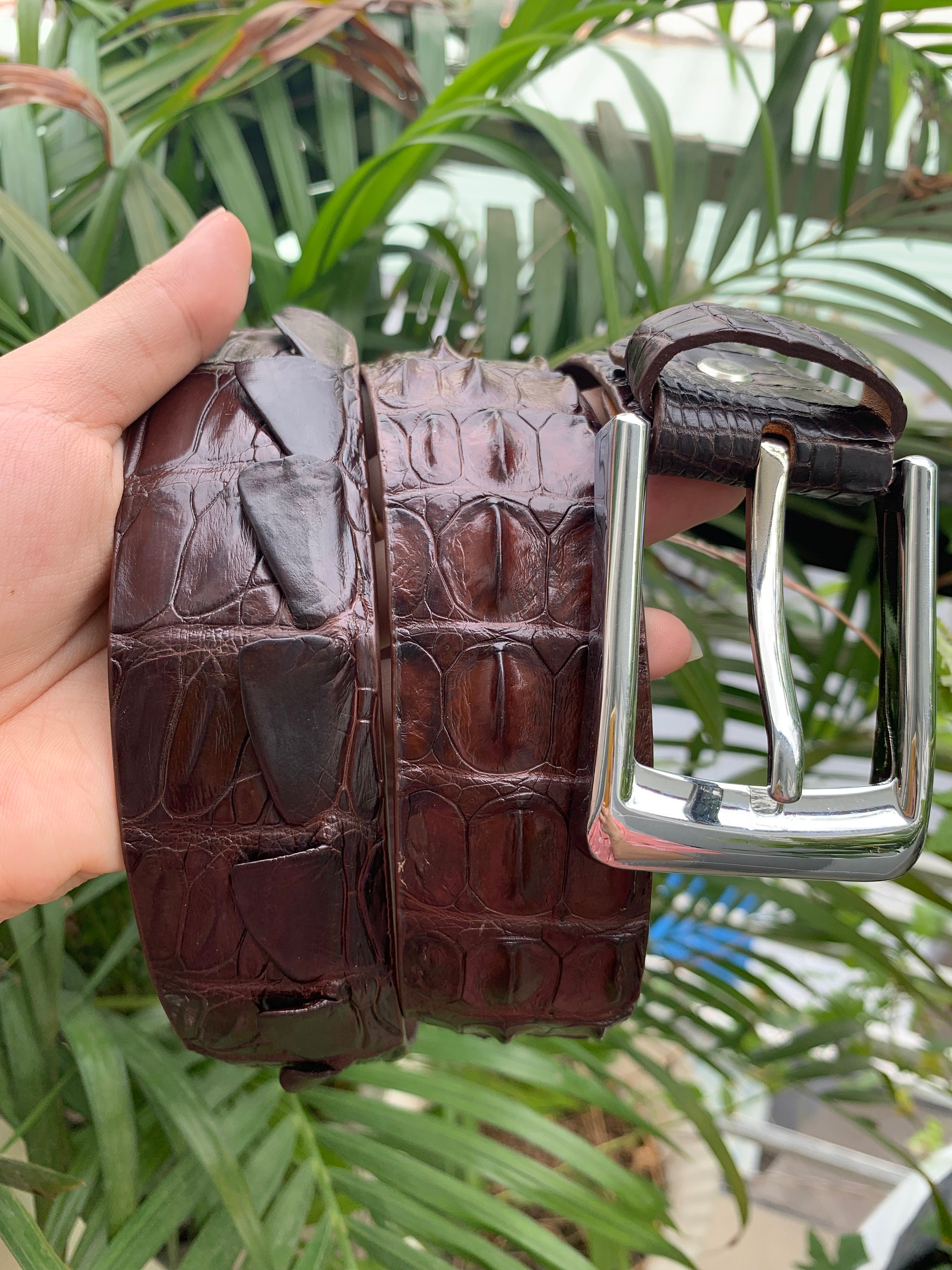 Brown Crocodile Alligator Leather Belt for Men Mens handmade | Etsy