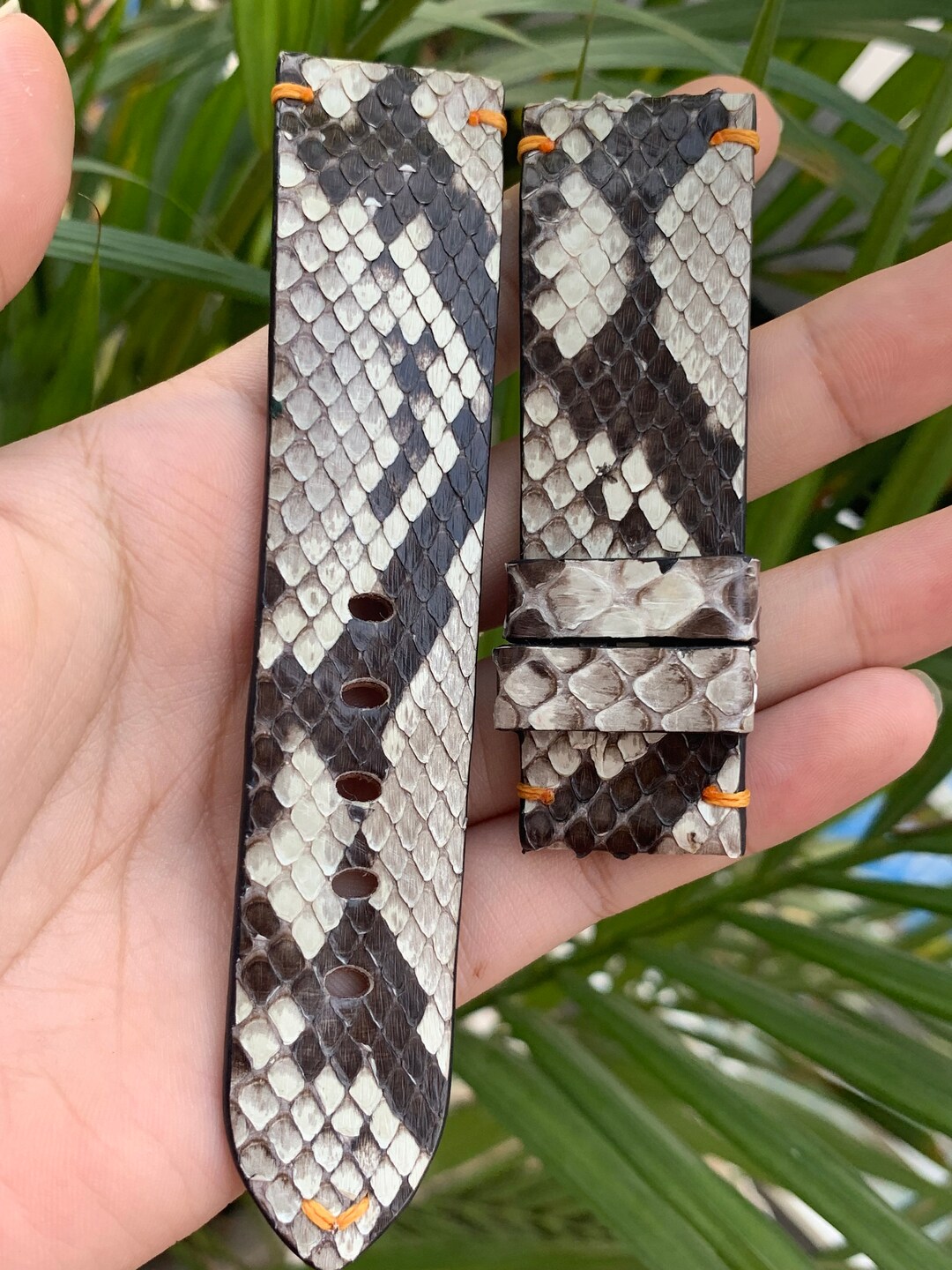 Python Snake Leather Watch Strap Band , Gift for Him, Leather Watch ...