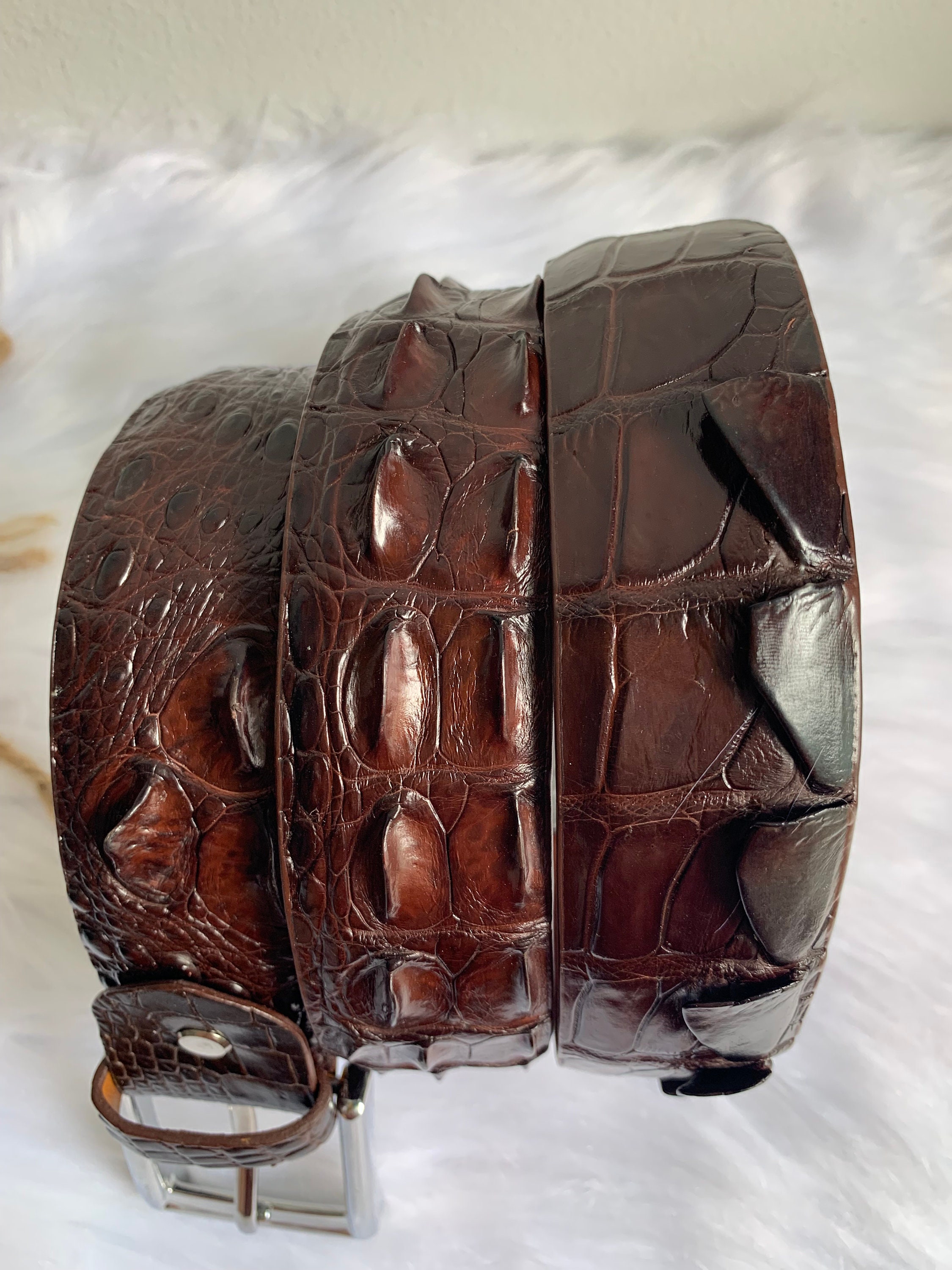 Brown Crocodile Alligator Leather Belt for Men Mens handmade | Etsy