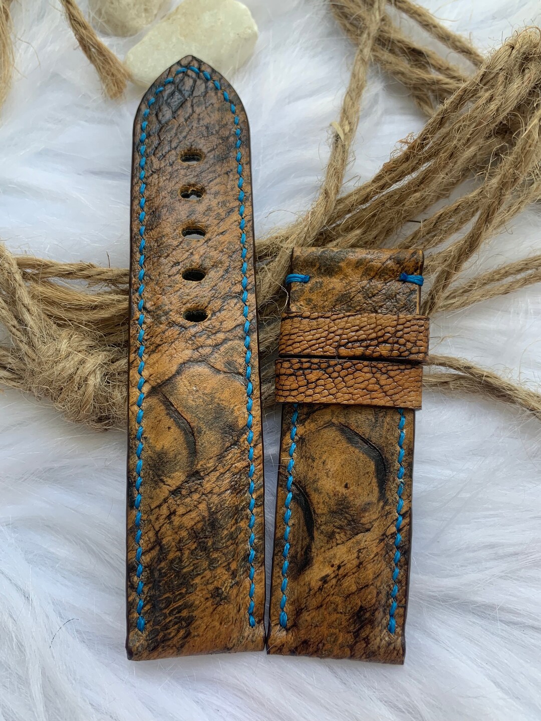 Ostrich Leg Leather Watch Strap Band , Gift for Him, Leather Watch ...