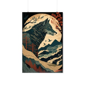 Wolf in Ukiyo E Style Poster Wolf Home Decor Japanese Wolf - Etsy