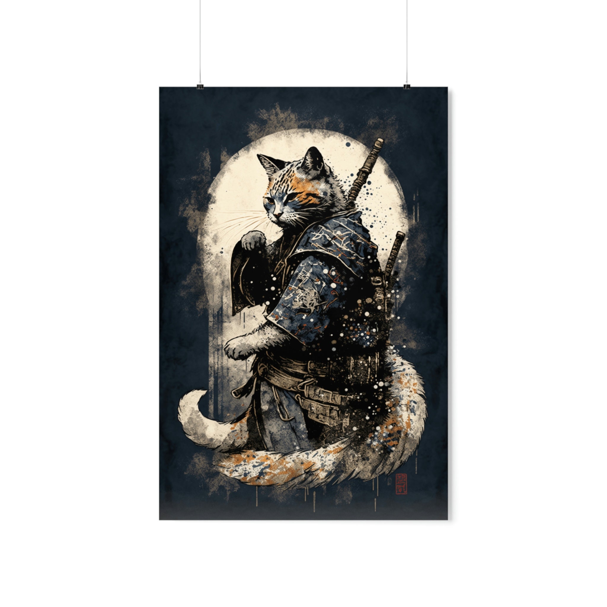 Cat Samurai Wall Decor Cat Samurai Poster Cat Samurai Wall Art - Etsy