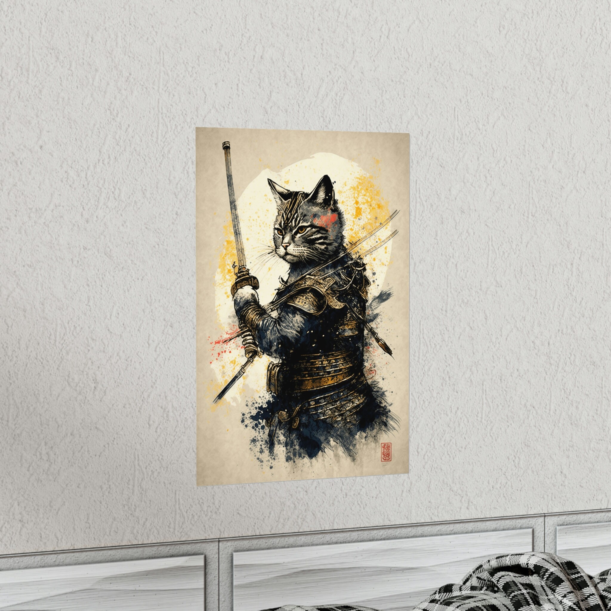 Cat Samurai Wall Decor Cat Samurai Poster Cat Samurai Wall Art - Etsy