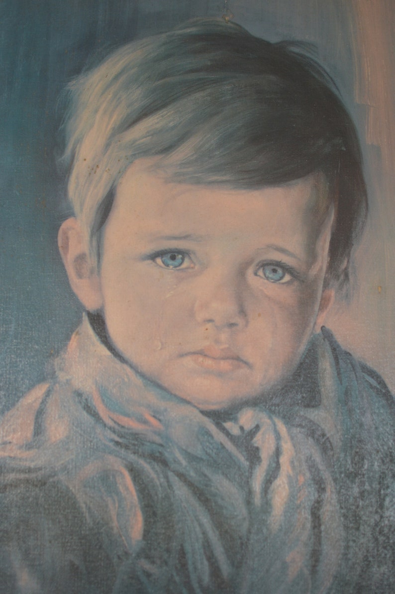Vintage Famous Giovanni Bragolin Crying Boy Haunted Painting - Etsy