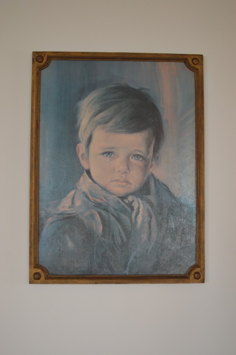 Vintage Famous Giovanni Bragolin Crying Boy Haunted Painting - Etsy