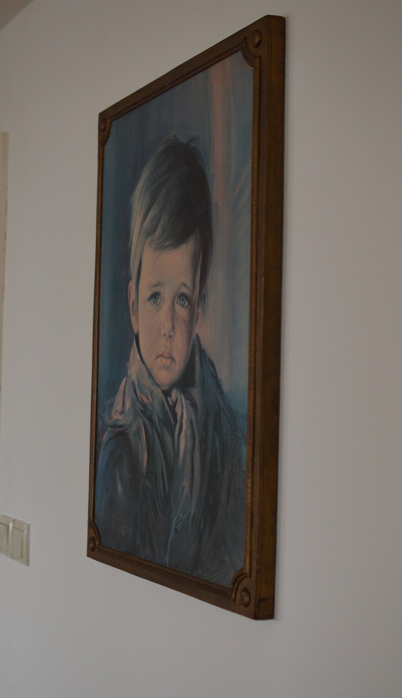 Vintage Famous Giovanni Bragolin Crying Boy Haunted Painting - Etsy