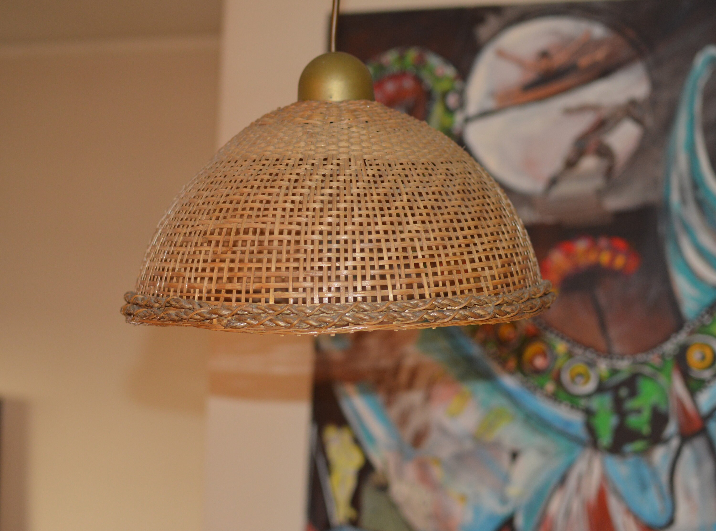 Wooden Wood Ceiling Lamp 60s Ceiling Light Wood Straw Light Hanging ...