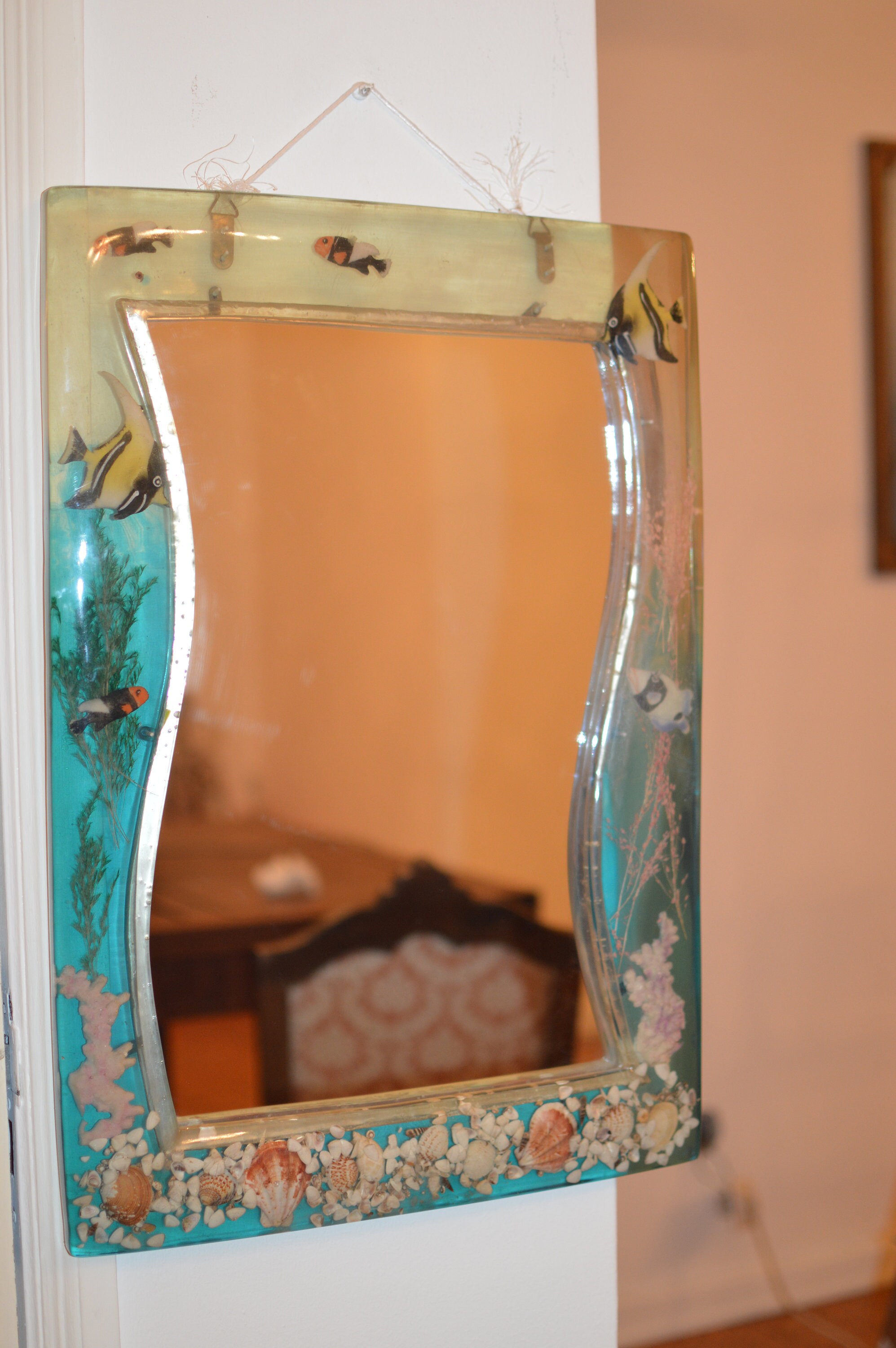 Vintage Mirror Midcentury Mirror With Sea Decoration. Pop - Etsy