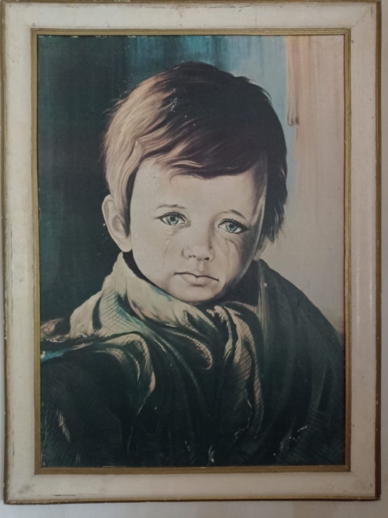 Vintage Famous Giovanni Bragolin Crying Boy Haunted Painting - Etsy