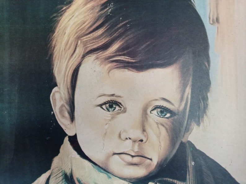 Vintage Famous Giovanni Bragolin Crying Boy Haunted Painting - Etsy