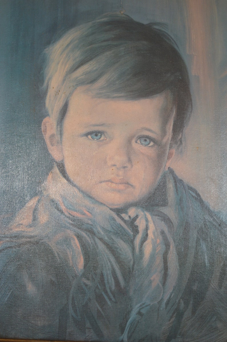 Vintage Famous Giovanni Bragolin Crying Boy Haunted Painting - Etsy