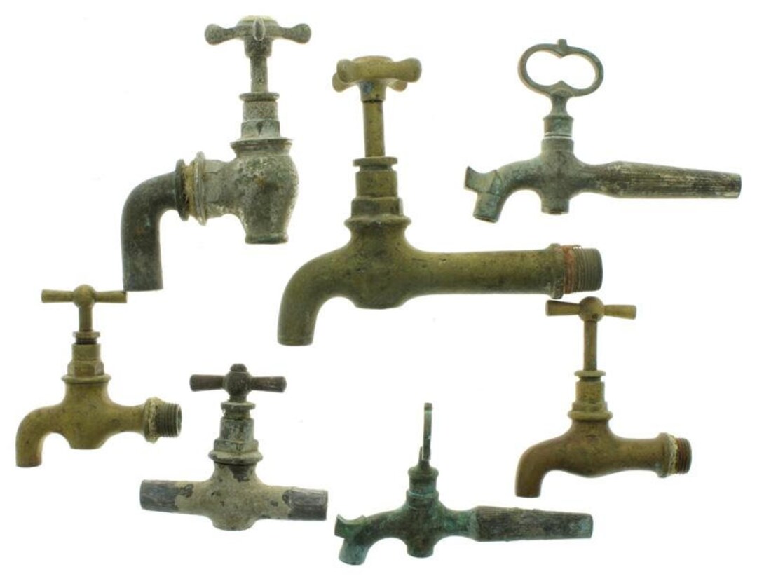 Vintage Antique Set of 7 Brass and Metal Faucets of Different Sizes - Etsy