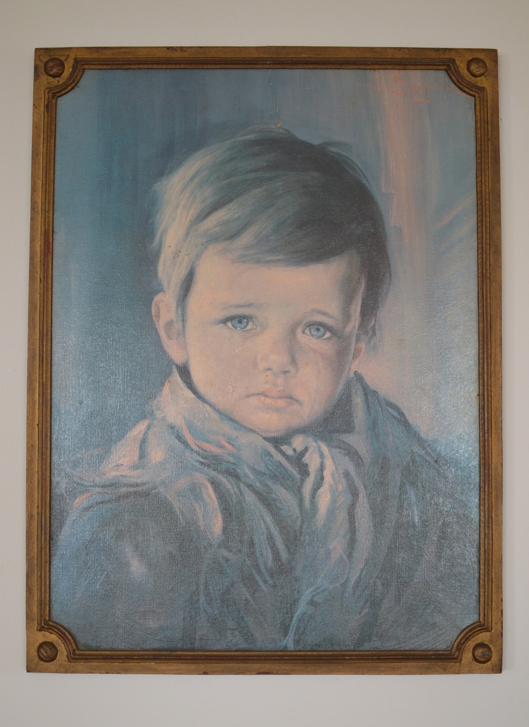 Vintage Famous Giovanni Bragolin Crying Boy Haunted Painting - Etsy
