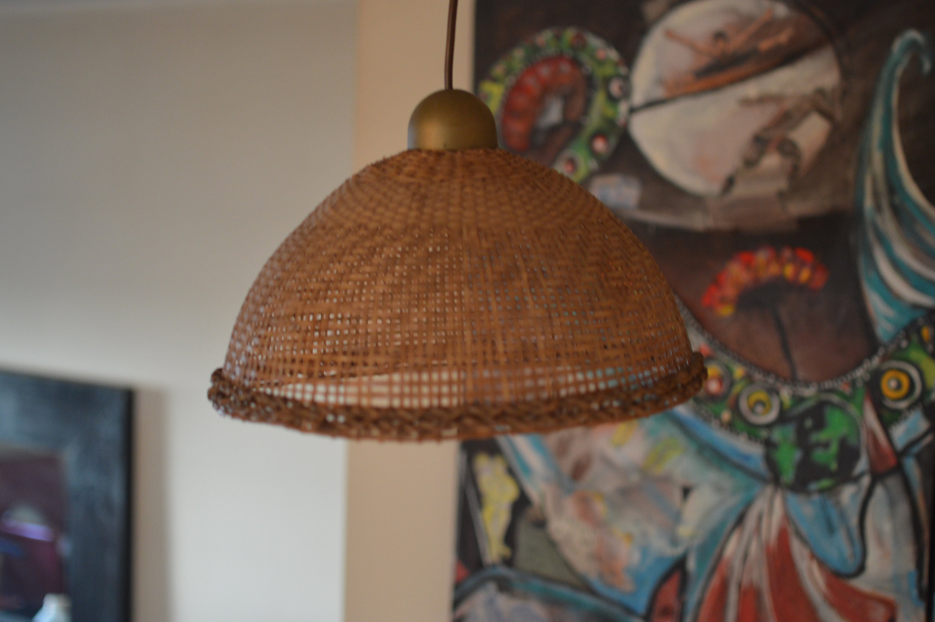 Wooden Wood Ceiling Lamp 60s Ceiling Light Wood Straw Light Hanging ...