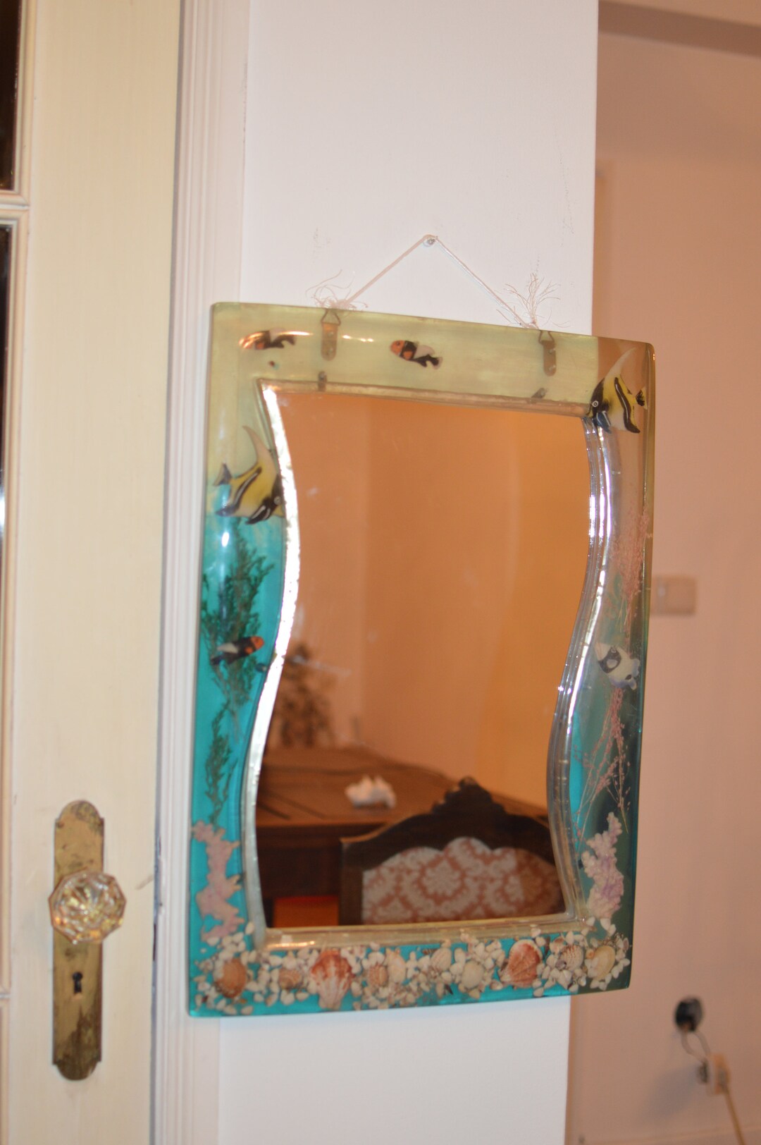 Vintage Mirror Midcentury Mirror With Sea Decoration. Pop Mirror - Etsy