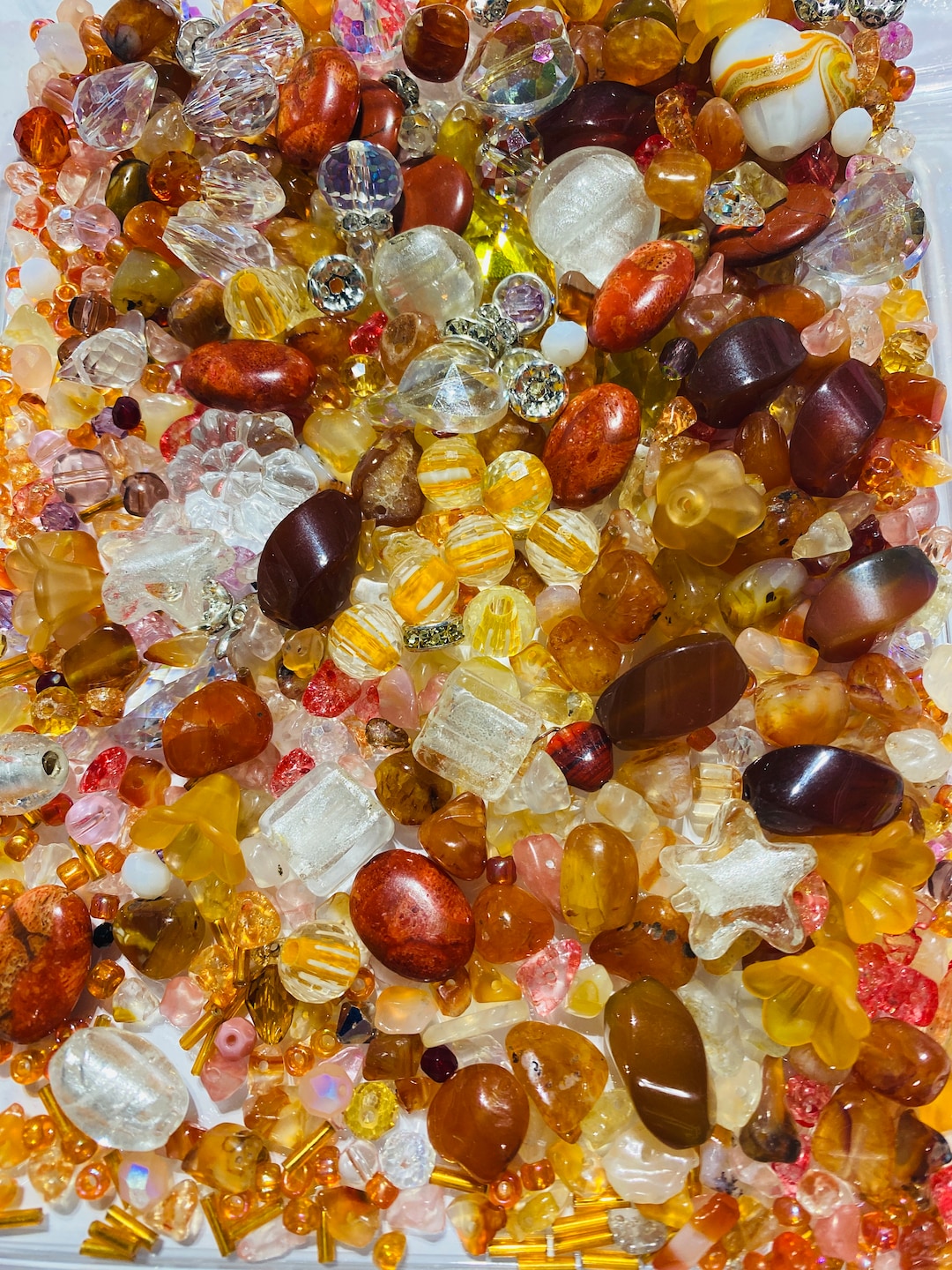 Red Agate Semi-precious Stone Confetti, Bead Mix, Kandi Mix, Glass Bead ...