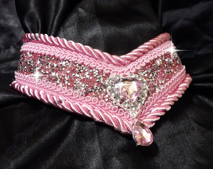 Pink Heart Rhinestone V Collar - Etsy