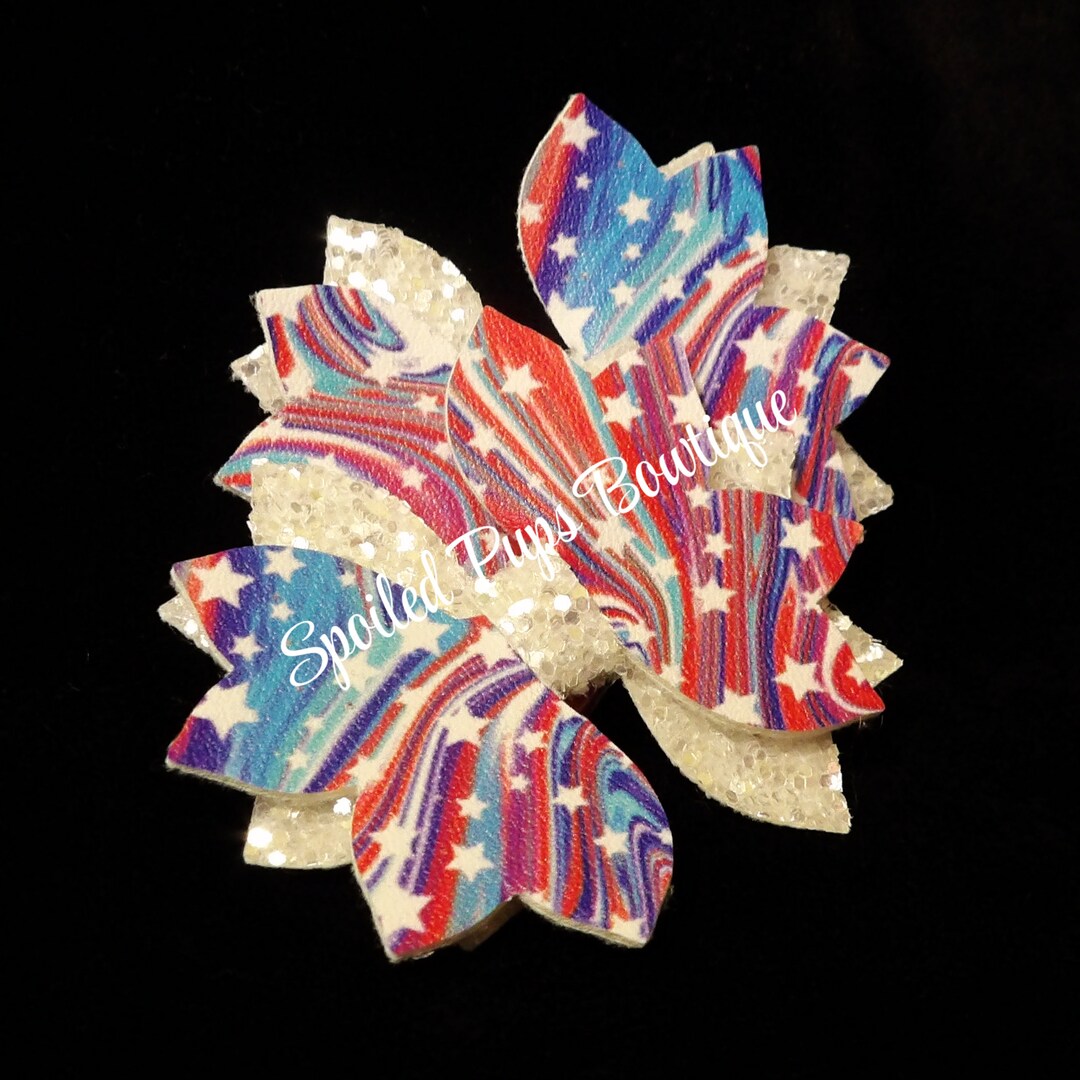 Patriotic Swirl Stars Glitter Pinwheels Bow Set - Etsy