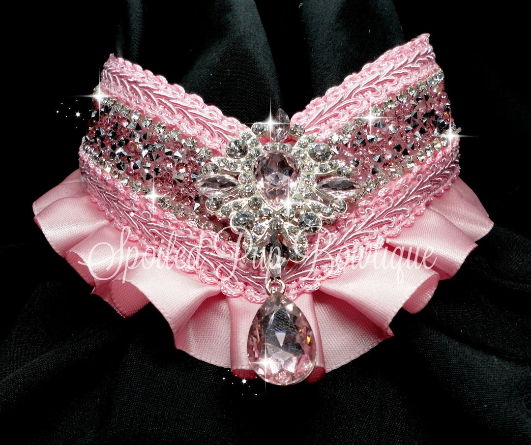 Pink Ruffle Rhinestone V Collar - Etsy