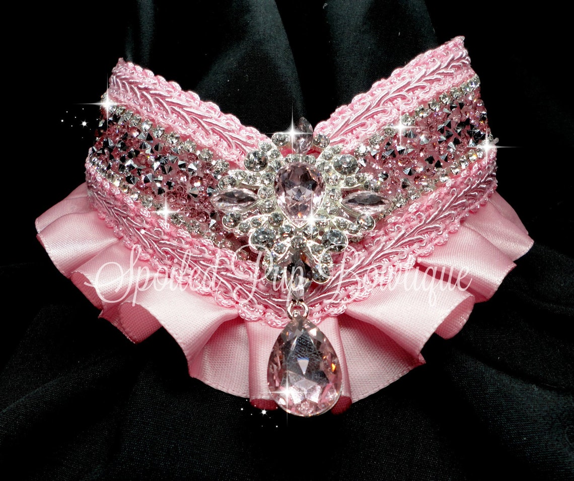 Pink Ruffle Rhinestone V Collar - Etsy