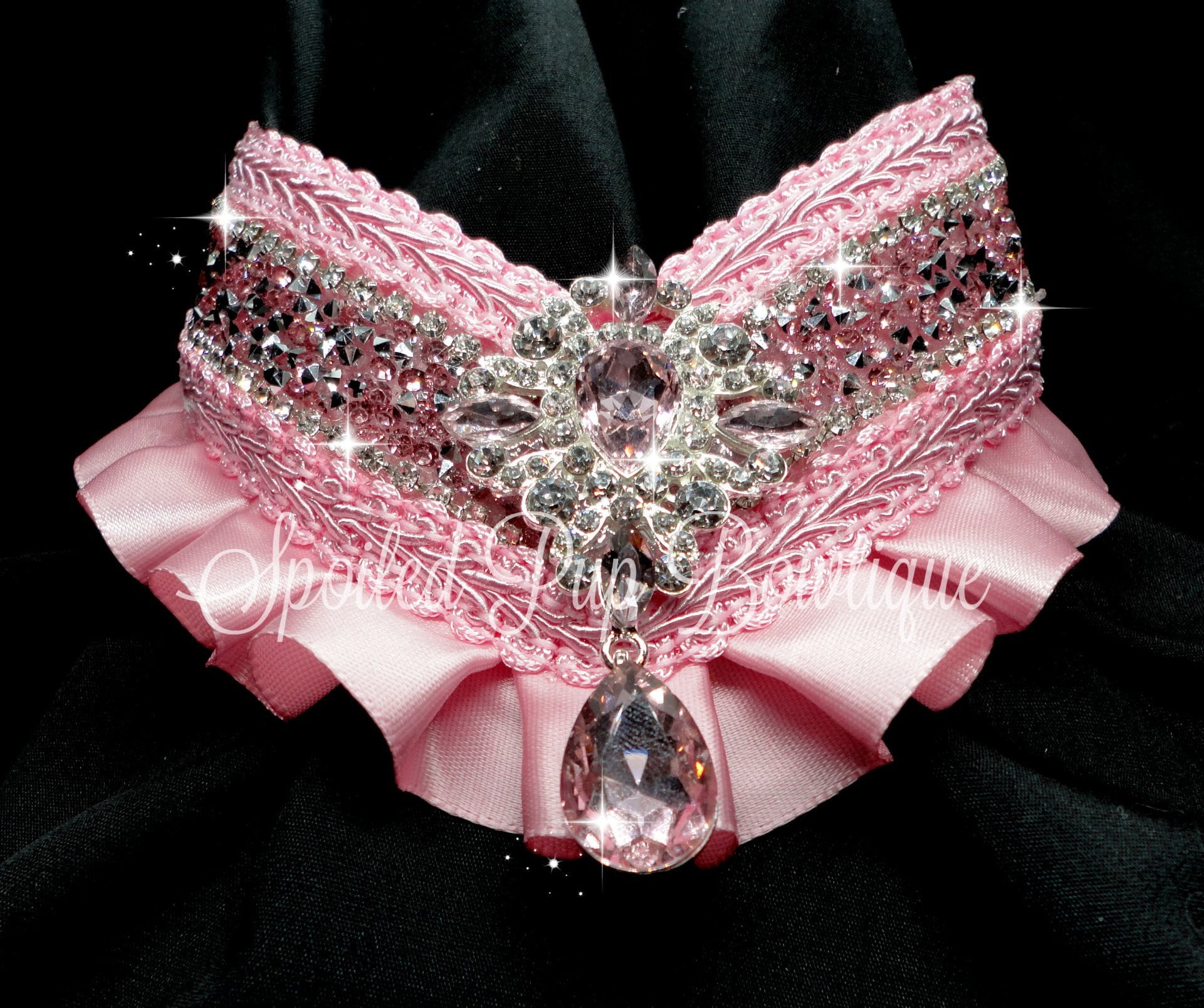 Pink Ruffle Rhinestone V Collar - Etsy