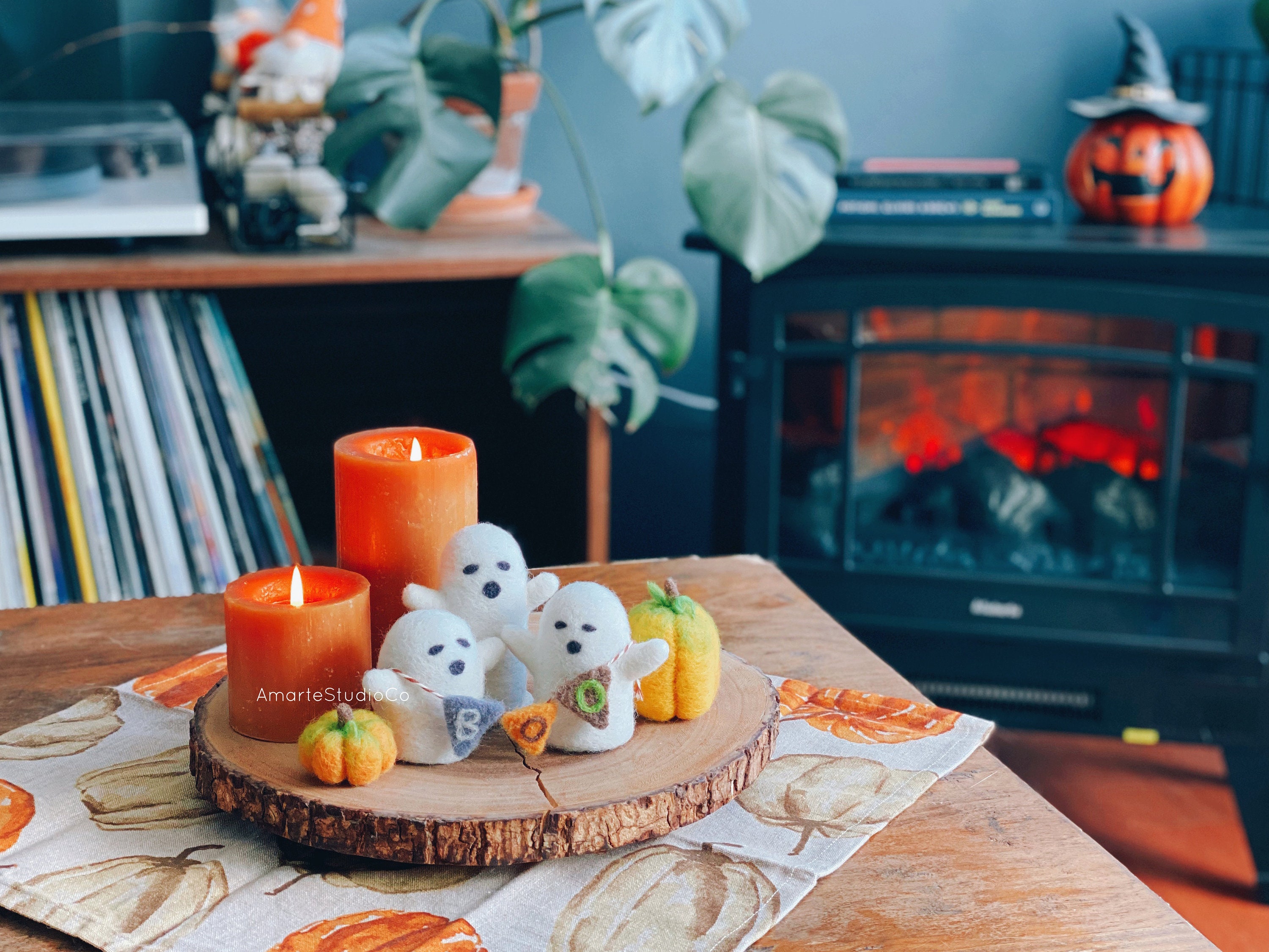 Halloween Ghost Decor / Handmade Cute Ghost Felt Wool Plushie - Etsy