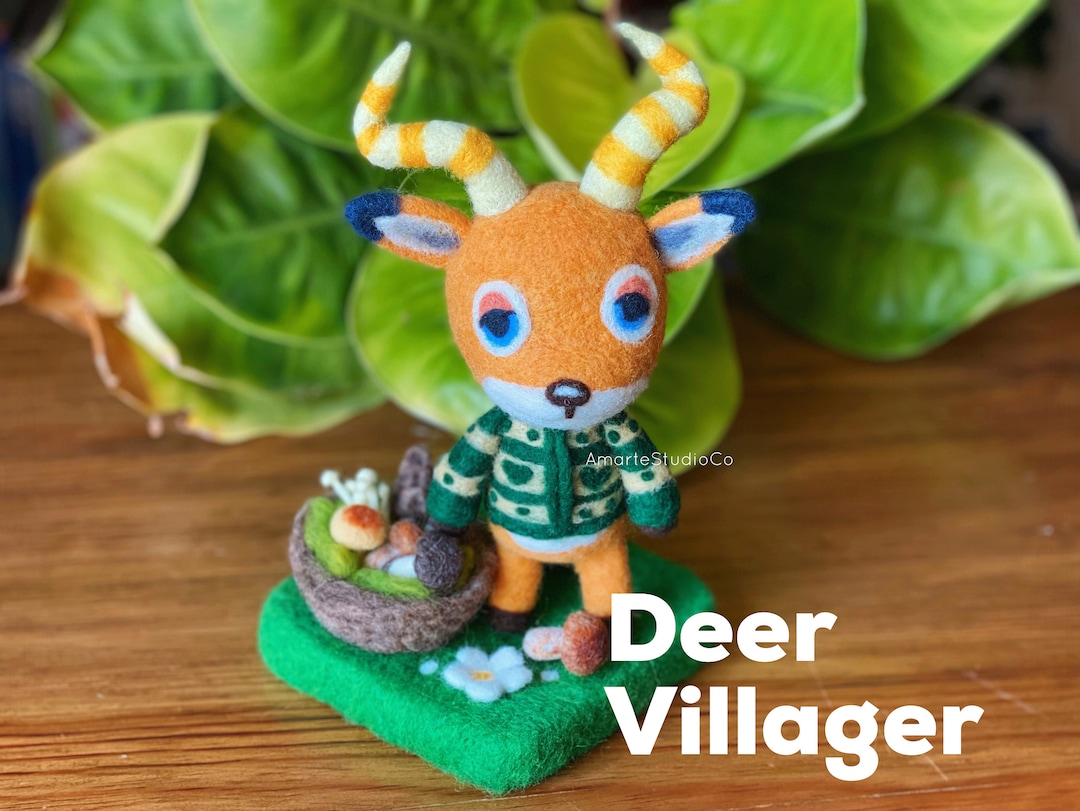 Animal Crossing Deer Villager Wool Plushie With Accessory/ Custom ACNH ...