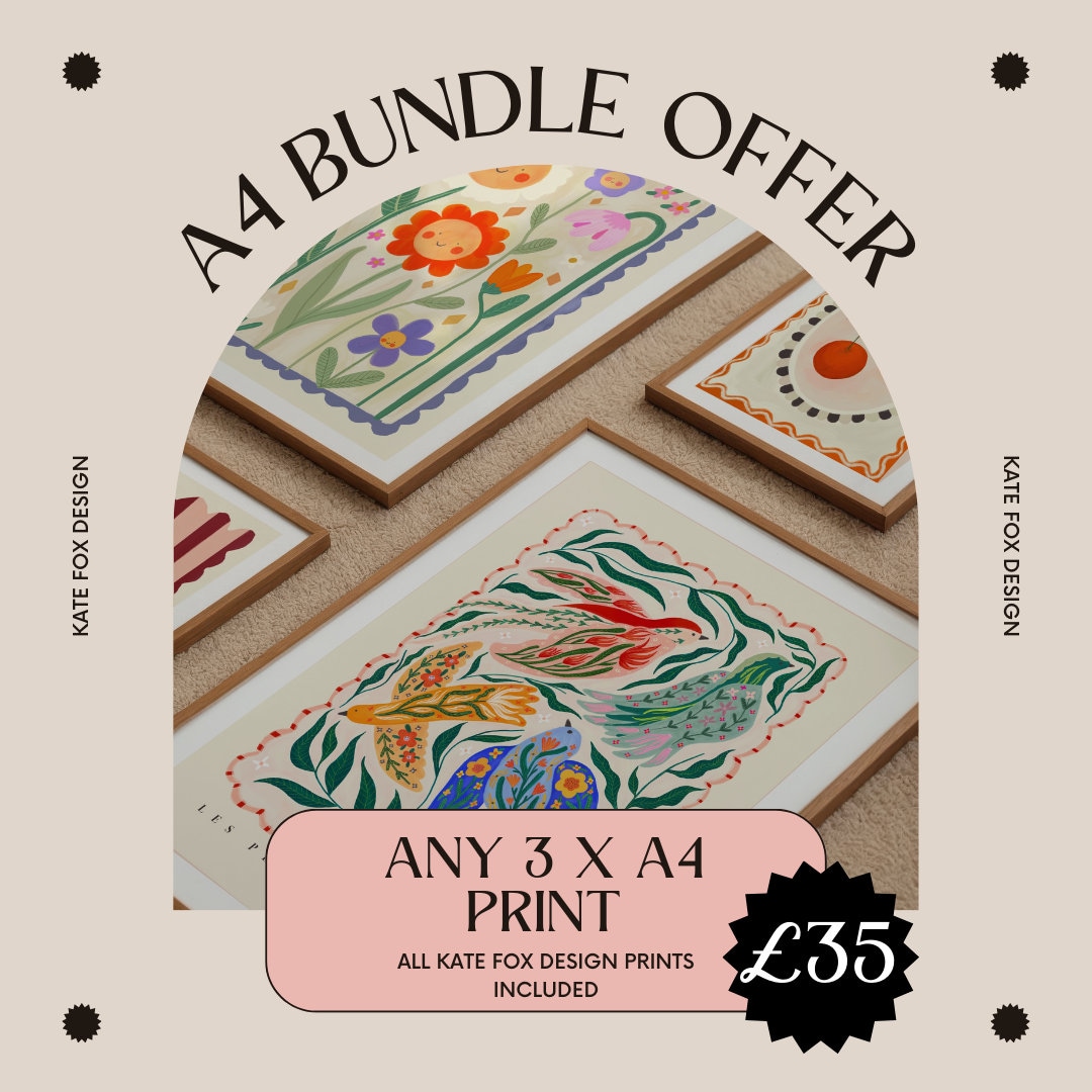 Chose Any Kate Fox Design Print, Print Bundle, Vintage Wall Art ...