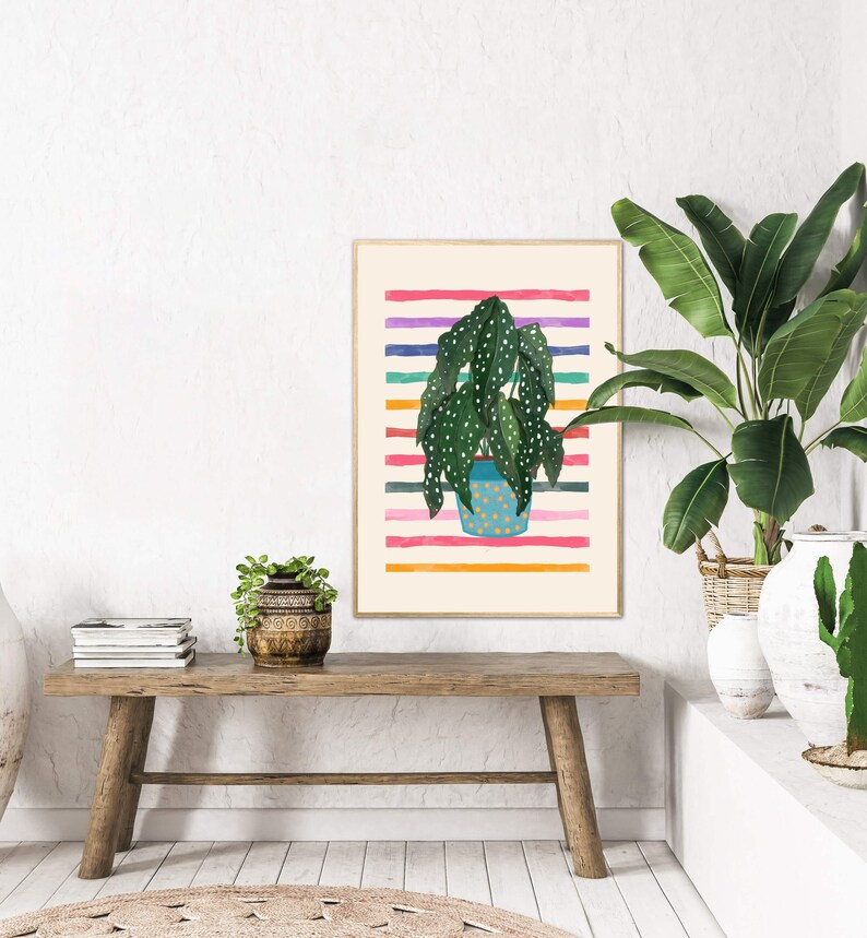 Spotted Begonia Print: Hand Drawn Colourful Plant Art - Etsy