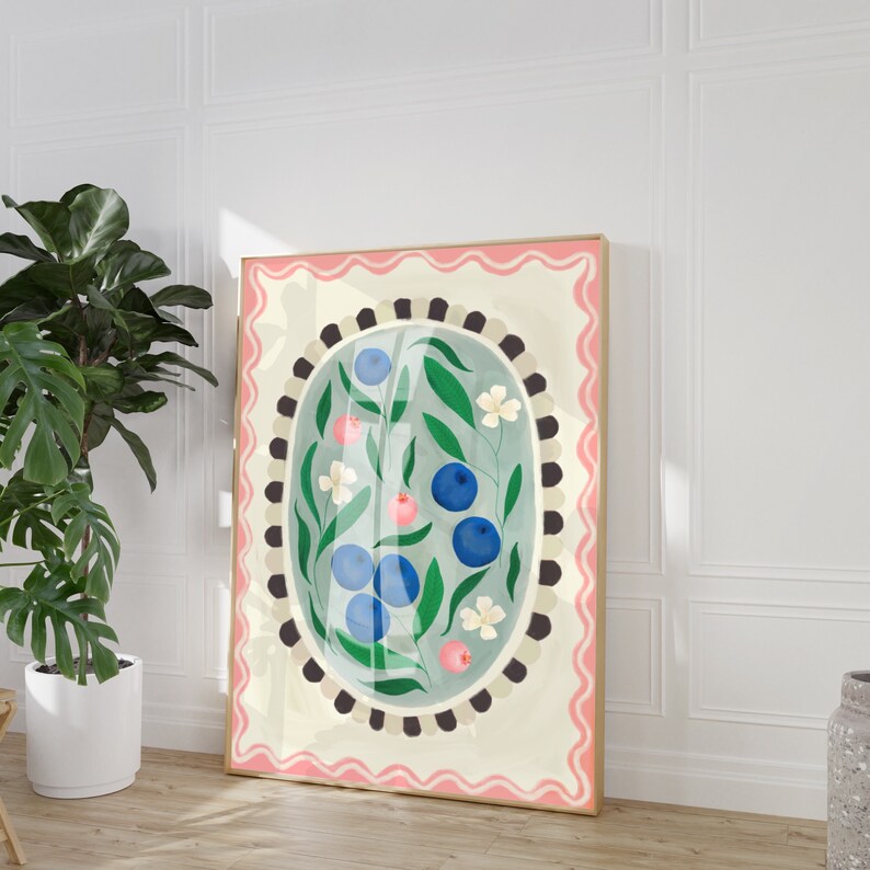 Blueberry Lemon Art Print: Colourful Maximalist Home Decor - Etsy
