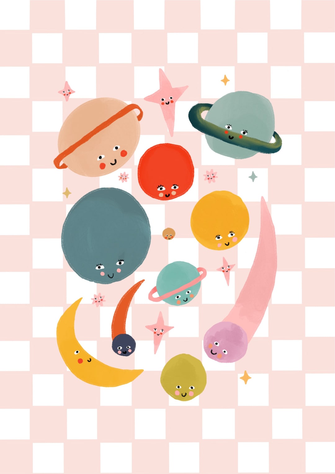 Cuties in Space, Childrens Wall Art, Kids Space Art, Sweet Nursery ...