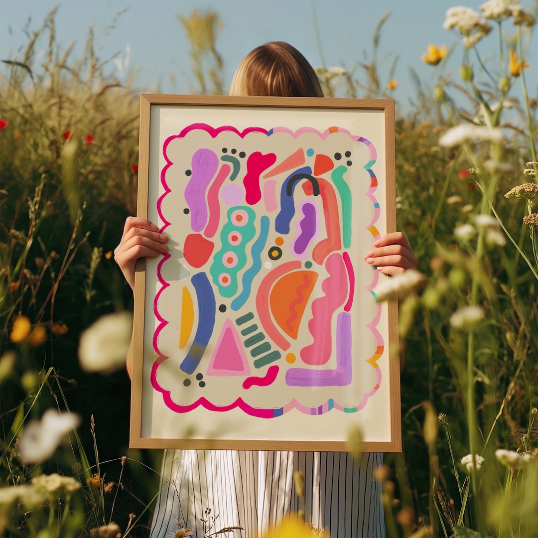 Bright Colourful Abstract Print, Maximalist Home Abstract Print ...