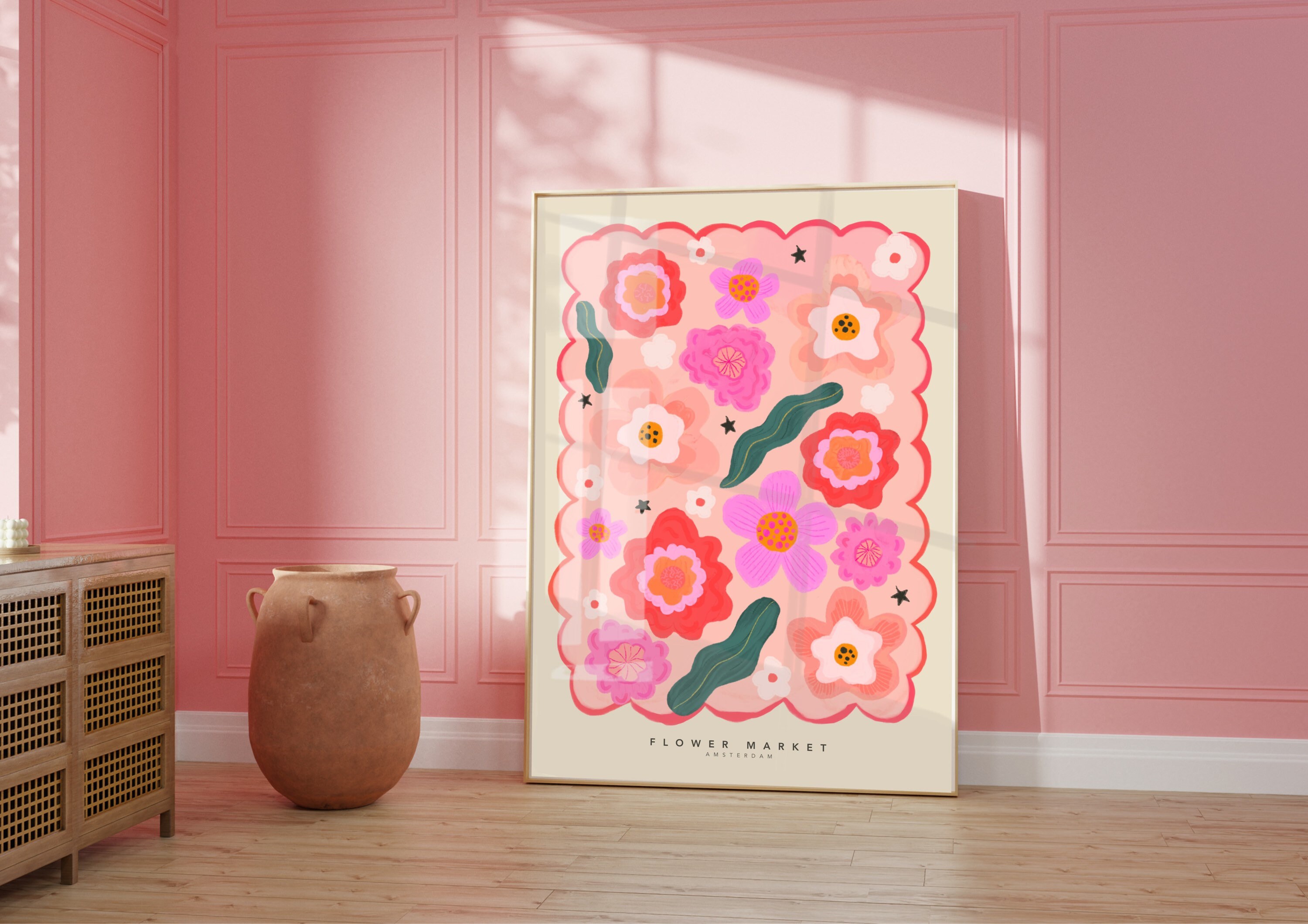 Flower Market Hand Drawn Abstract Flower Drawing Floral Art - Etsy UK