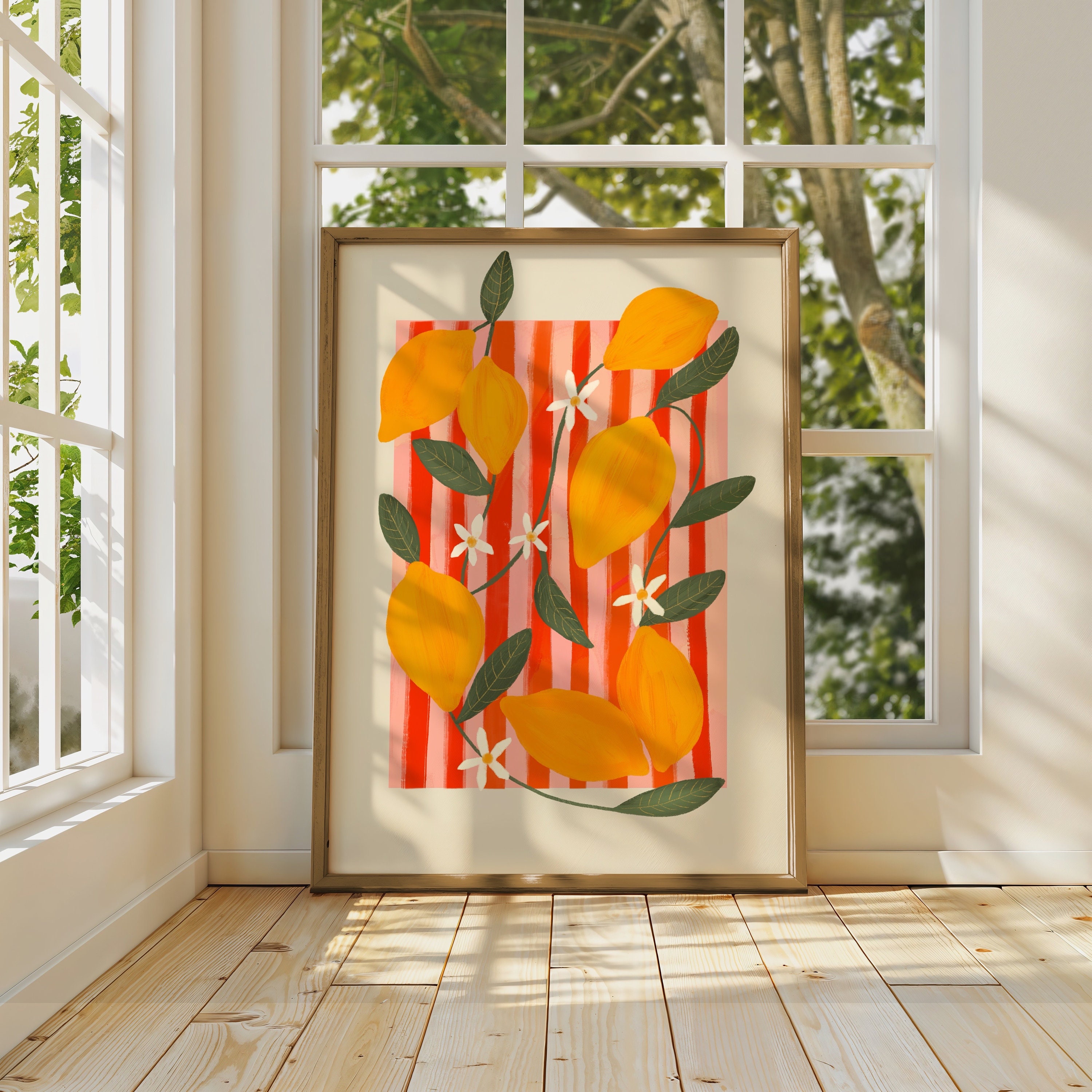 Hand Drawn Lemon Art Print: Colourful Fruit Market Decor - Etsy