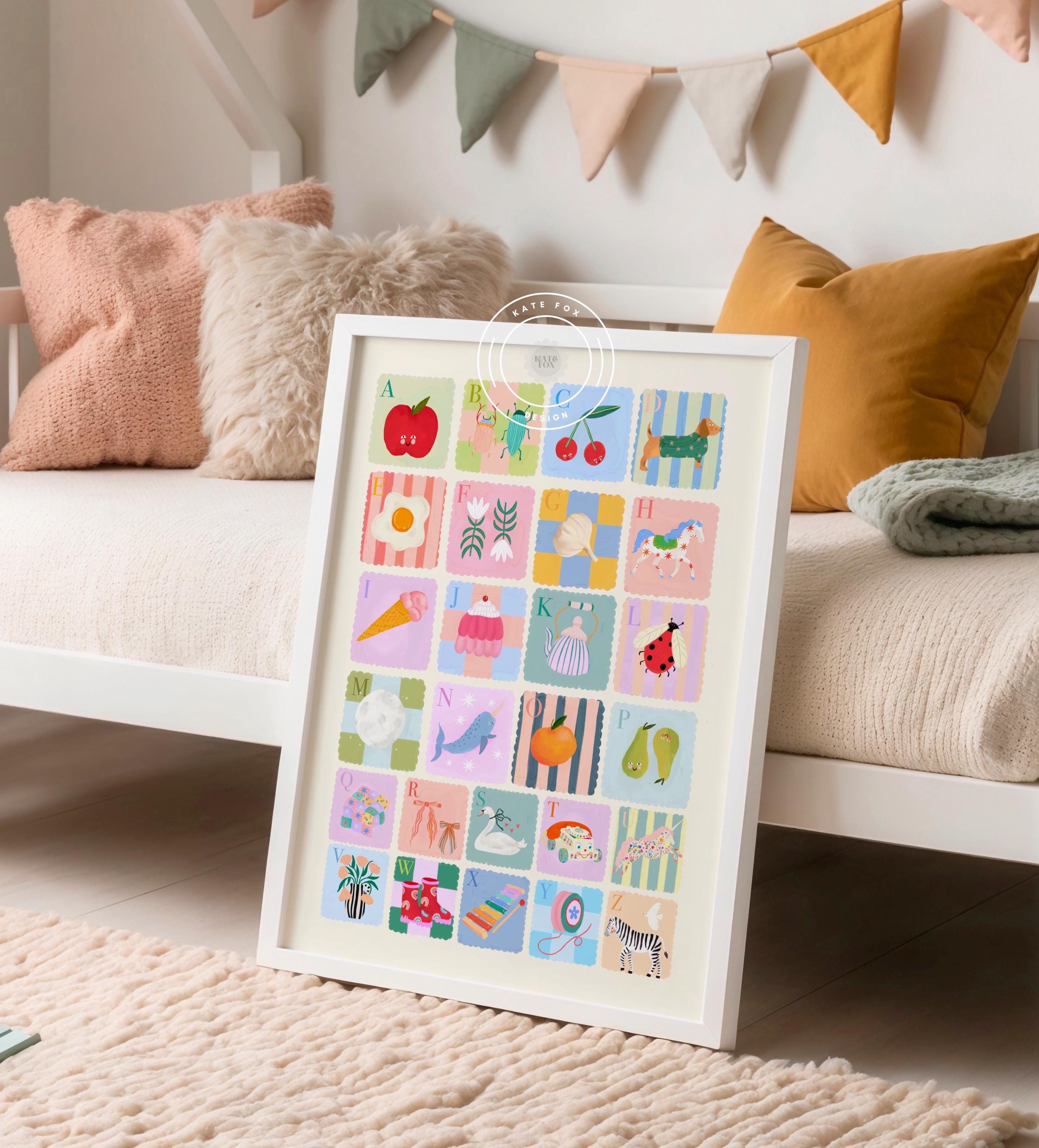 Pastel Kids A-Z Print: Rainbow ABC Nursery Art - Etsy